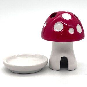Other | Ceramic Red White Mushroom Incense Burner With Tray Incense 4 ...